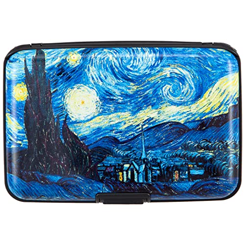 Caranda Credit Cards Holder, RFID Blocking Aluminum Wallet Metal Slim Hard Case for Men Women (Vincent van Gogh The Starry Night)