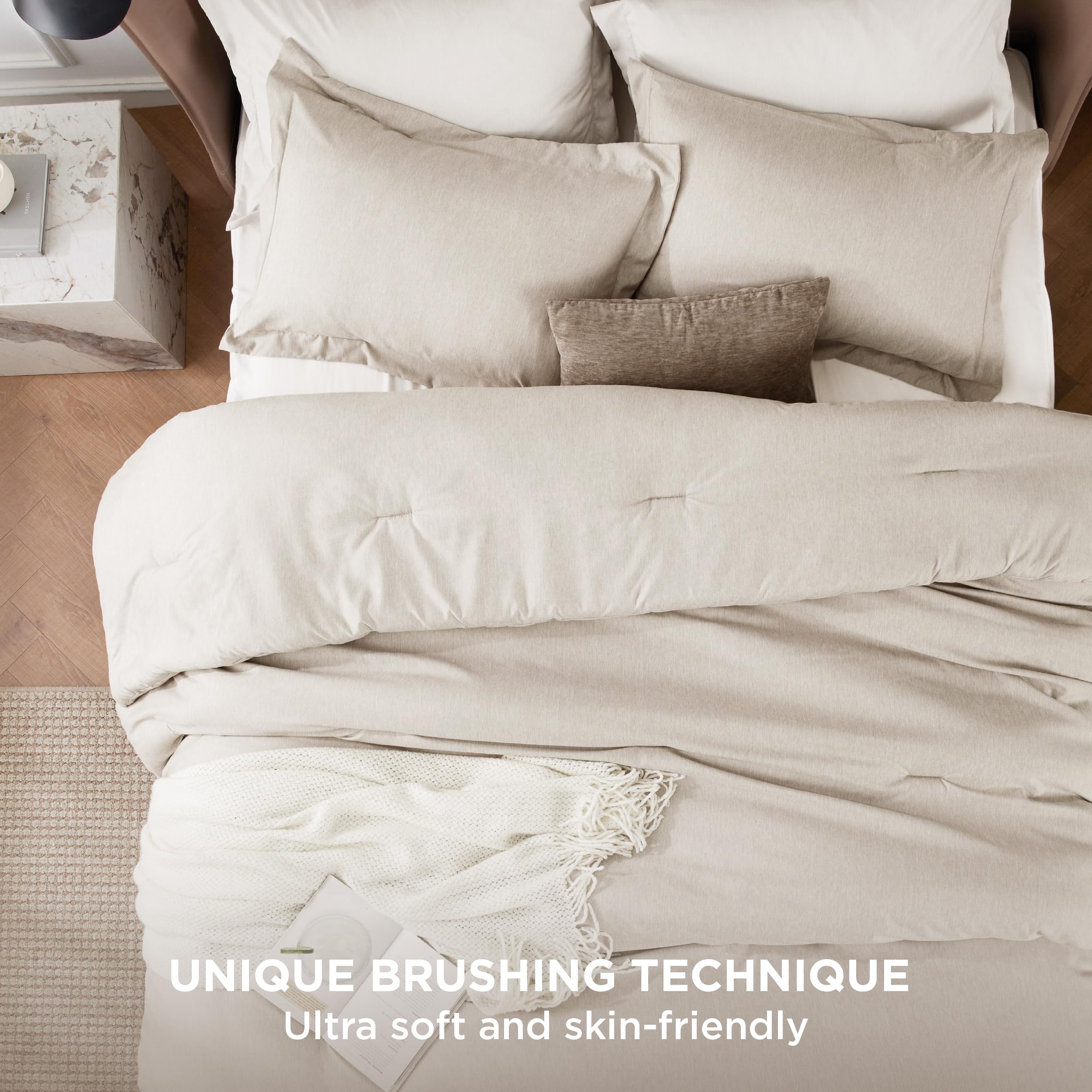 Bedsure Twin/Twin XL Comforter Set - Beige Soft Bedding for All Seasons, Cationic Dyed Bed Set, 2 Pieces, 1 Twin Size Comforter (68"x88") and 1 Pillow Sham (20"x26"+2")