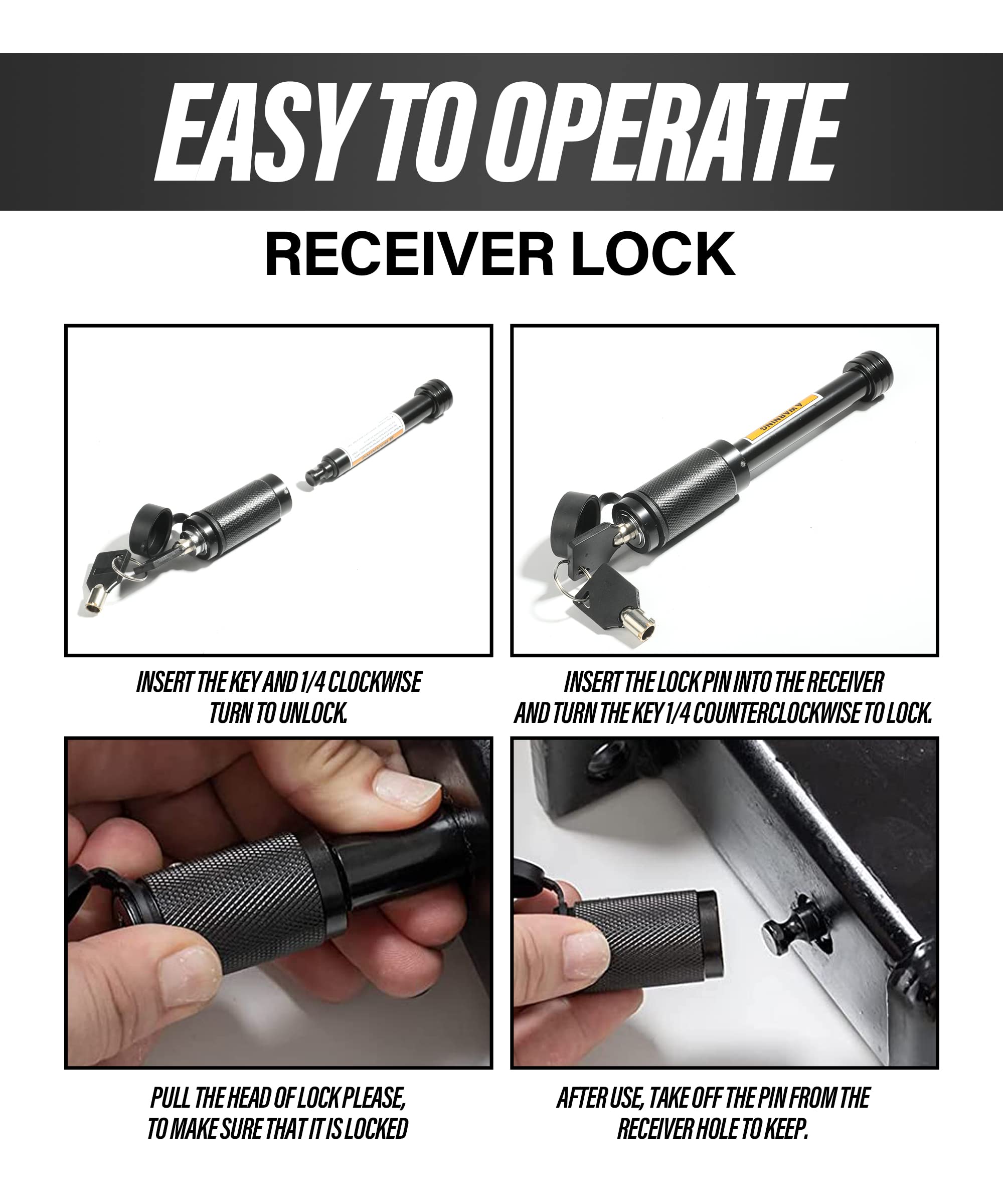 ESEWALAS Heavy Duty Trailer Hitch Lock,Hitch Receiver Pin Lock with 5/8" Pin for Class III IV 2" and 2-1/2" Receiver,Tow Hitch Lock for Hitch Bike Rack Tray Ball Tow Rope,Hitch Receiver Lock