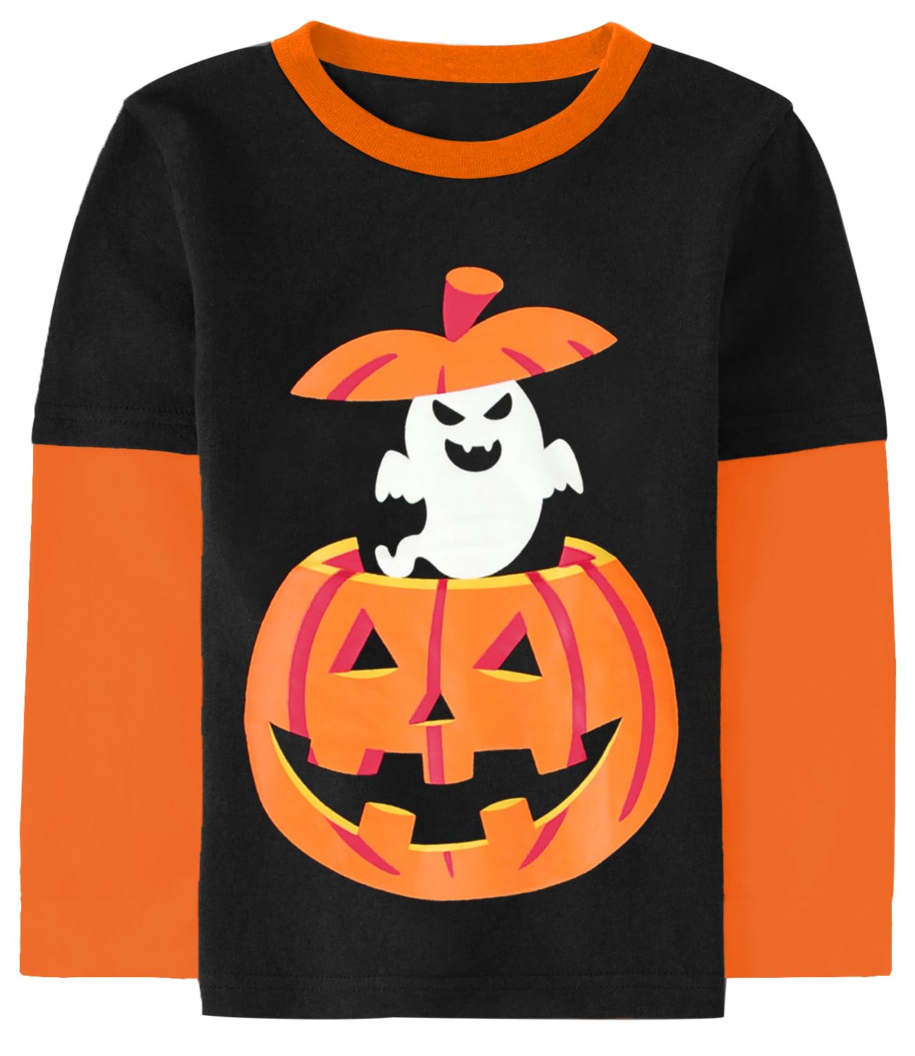 Halloween Shirts Little Boys Girls T-Shirts Glow in The Dark Ghost Long Sleeve Tees Kids Pumpkin Tops 10 11 Years