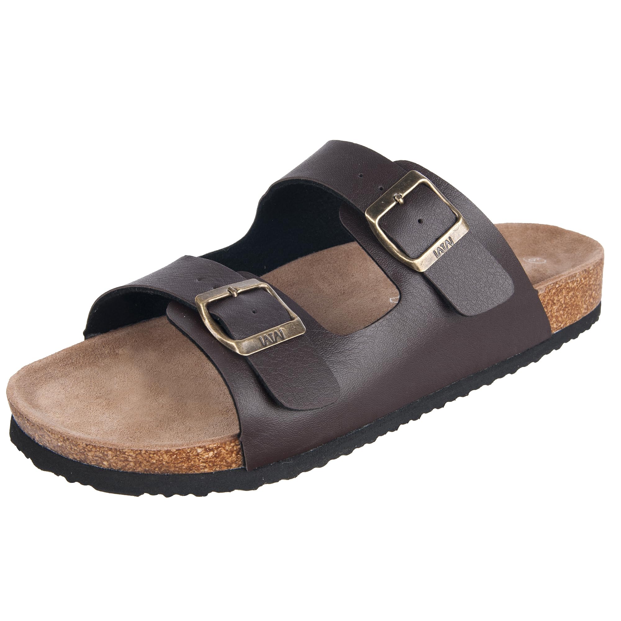 WTW Men's Cork Footbed Sandals Slip on Beach Slide Slipper Shoes with Adjustable Metal Buckle Strap for Men Causal Style
