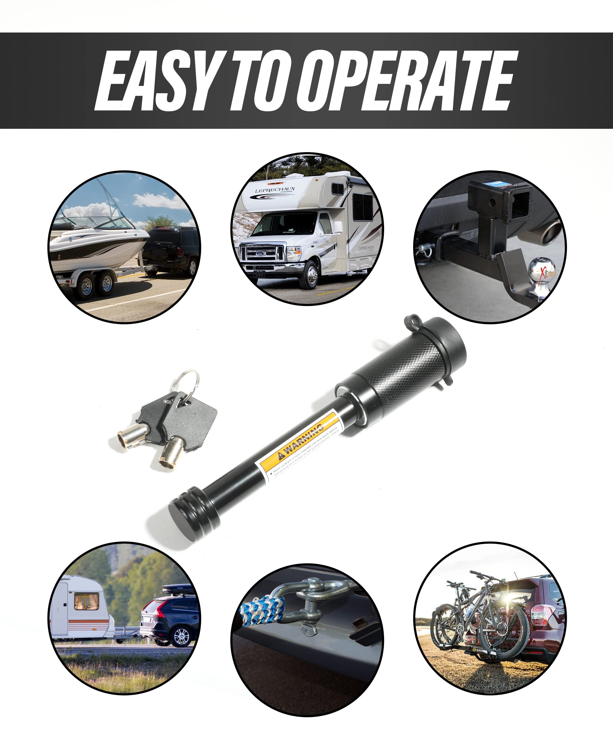 ESEWALAS Heavy Duty Trailer Hitch Lock,Hitch Receiver Pin Lock with 5/8" Pin for Class III IV 2" and 2-1/2" Receiver,Tow Hitch Lock for Hitch Bike Rack Tray Ball Tow Rope,Hitch Receiver Lock