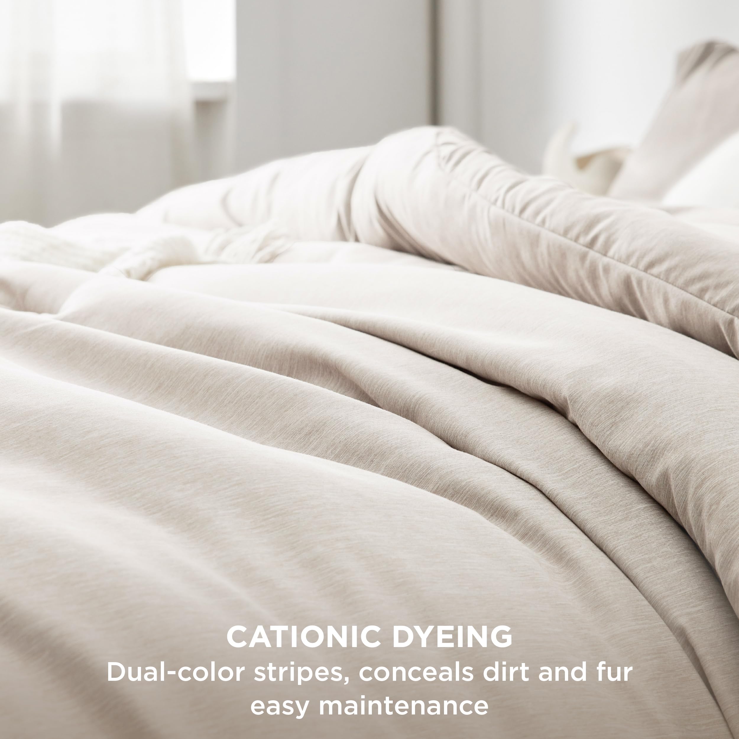 Bedsure Twin/Twin XL Comforter Set - Beige Soft Bedding for All Seasons, Cationic Dyed Bed Set, 2 Pieces, 1 Twin Size Comforter (68"x88") and 1 Pillow Sham (20"x26"+2")