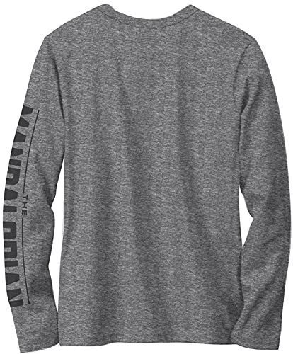 Isaac Morris Star Wars The Mandalorian Big Boys Long Sleeve Tee, Grey, Grey Heather, 10-12 Years