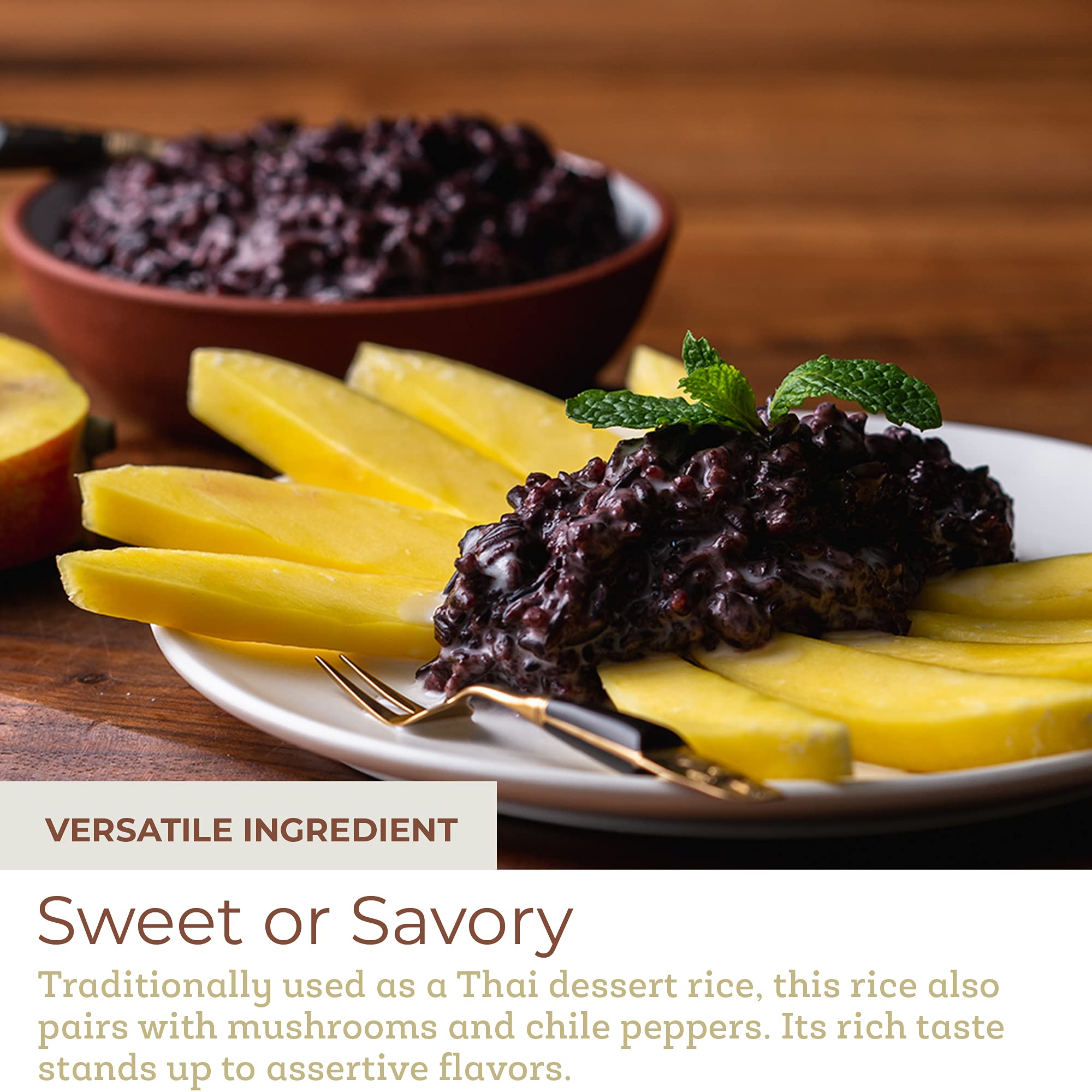 Fresh & Wild | Purple Sticky Rice | Jasmine Rice Variation from Thailand | Exotic Grains | 1 lb | Chef-inspired Ingredients