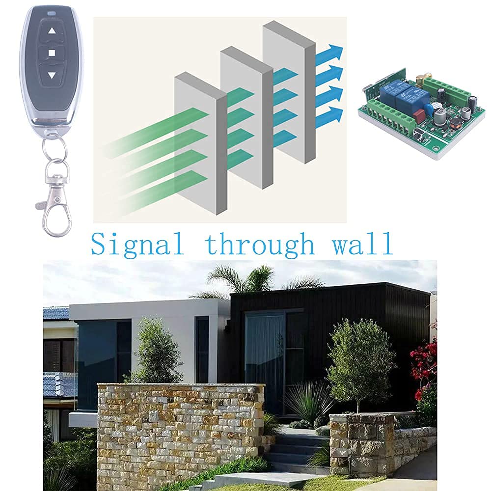 12V 24V 36V 2CH Universal Garage Door Remote Switch 433Mhz Wide Range Motor Forward and Reverse, 2 Channel Wireless Switch Garage Door keypad Universal Wireless (2X Control 433MHz)
