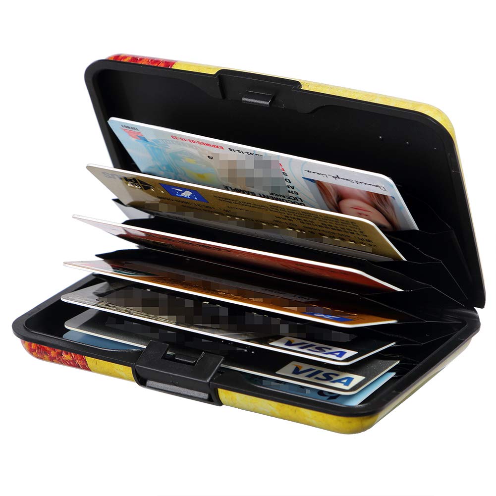 VICHLINE RFID Credit Card Holder Blocking Wallet for Women Men Mini Metal Slim Hard Aluminum Business Card Case (Watercolor Dragonfly)