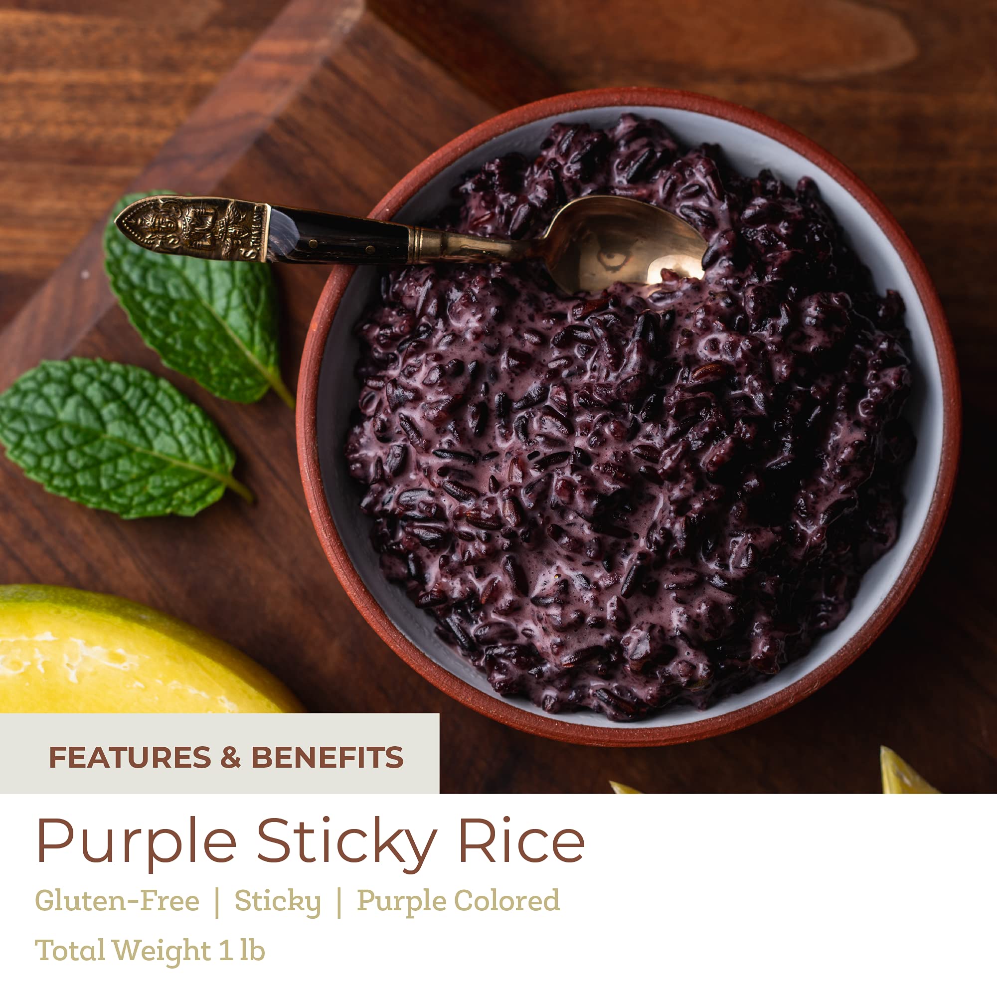 Fresh & Wild | Purple Sticky Rice | Jasmine Rice Variation from Thailand | Exotic Grains | 1 lb | Chef-inspired Ingredients