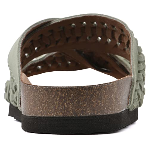 WHITE MOUNTAIN Women's Harding Footbed Sandal, Sage Green/Suede, 9 M
