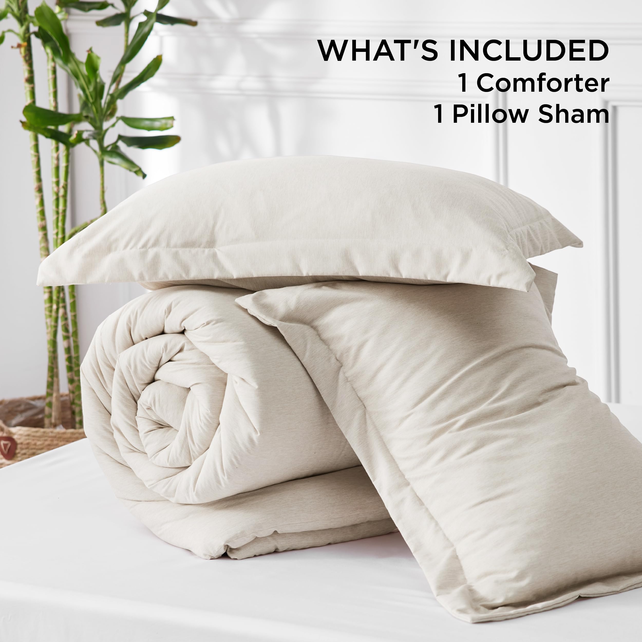Bedsure Twin/Twin XL Comforter Set - Beige Soft Bedding for All Seasons, Cationic Dyed Bed Set, 2 Pieces, 1 Twin Size Comforter (68"x88") and 1 Pillow Sham (20"x26"+2")