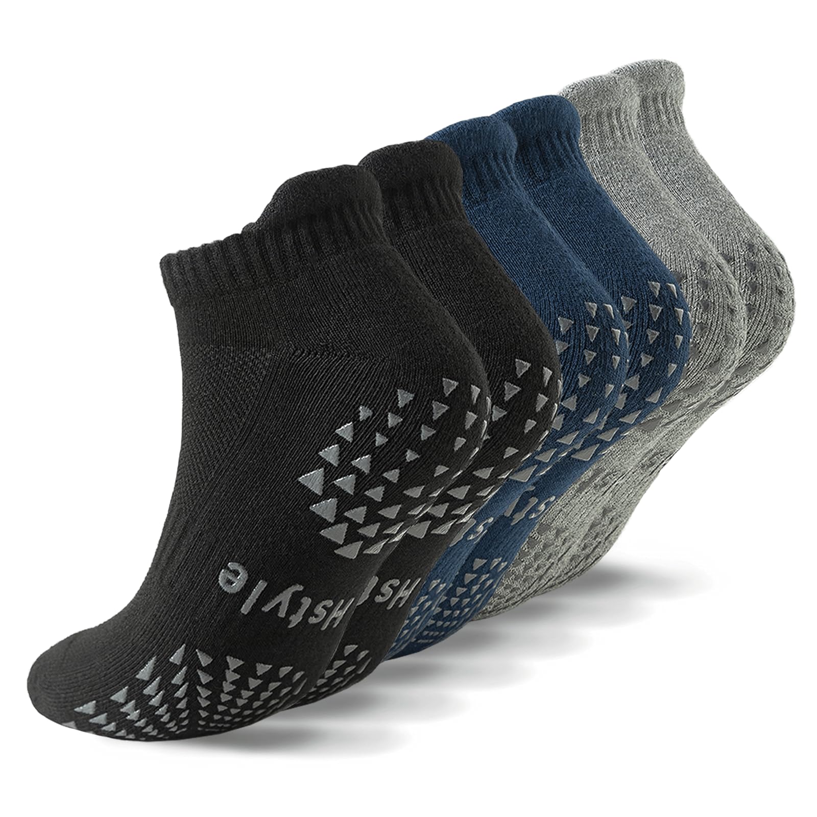 Hstyle Yoga Socks with Grips for Women and Men, Ideal for Ballet, Barre, Barefoot Workout, Pilates Grip Socks Non Slip Socks 6 Pairs of Mix Color 1 S-M