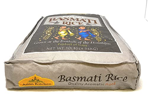 Asian Kitchen Silver White Basmati Rice Extra Long Aged 20lbs (9.08kg) ~ All Natural | Gluten Friendly | Vegan | Indian Origin | Export Quality