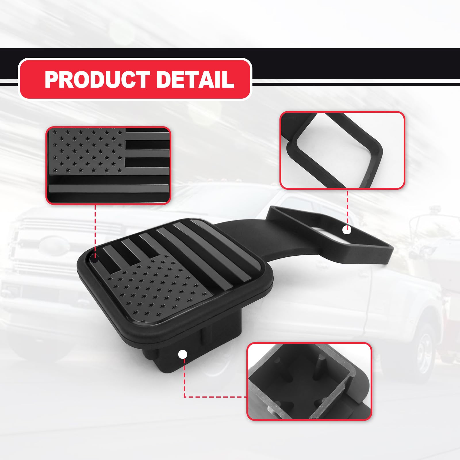 Trailer Hitch Cover, Trailer Hook Dust-Proof Plug, Square Mouth Protection Cover, Tow Hitch Covers Plug Insert Receiver Tube Cover Cap Fit for 2 Inch Hitch Receivers (Black)