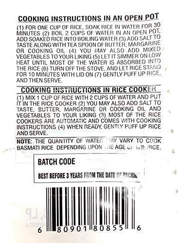 Asian Kitchen Silver White Basmati Rice Extra Long Aged 20lbs (9.08kg) ~ All Natural | Gluten Friendly | Vegan | Indian Origin | Export Quality