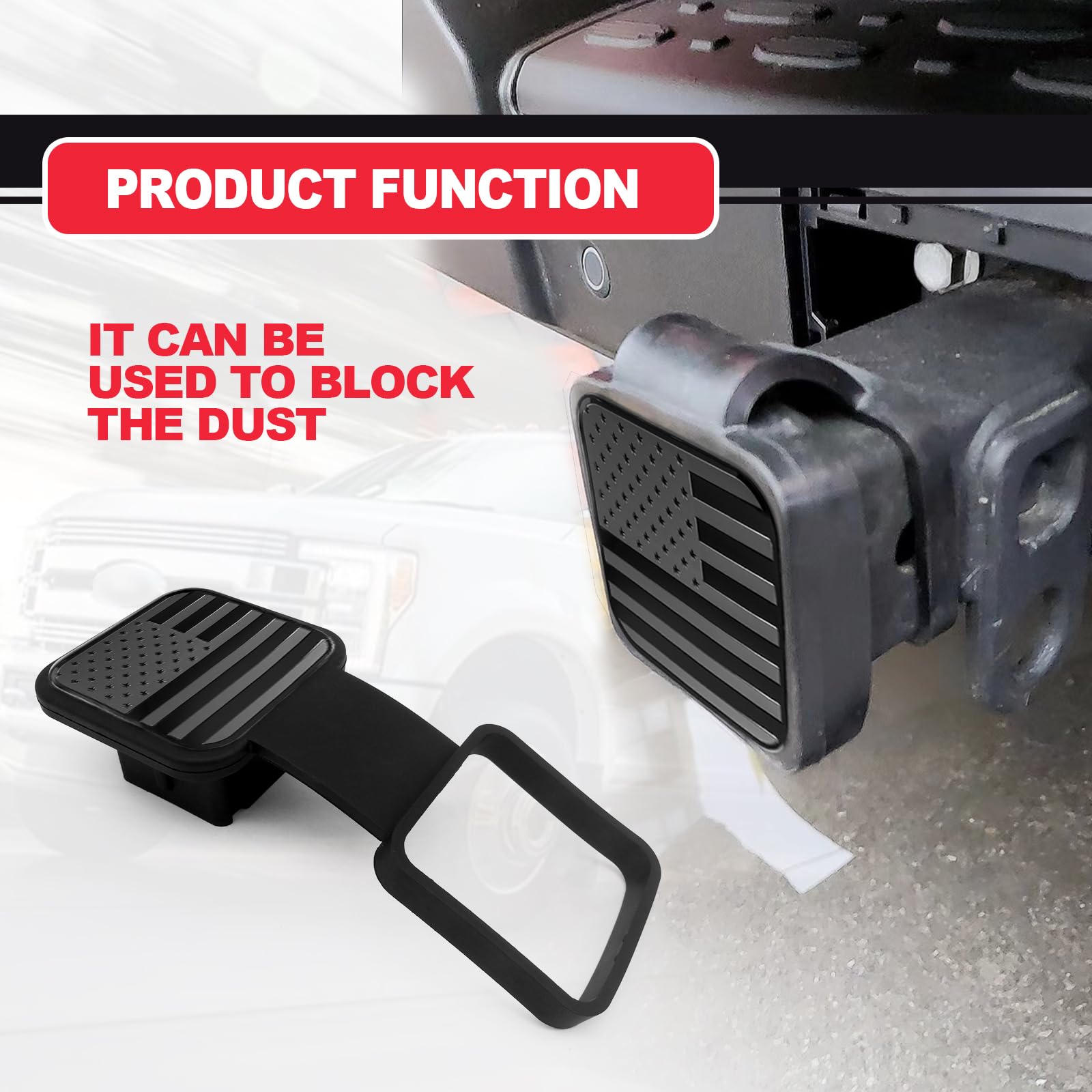 Trailer Hitch Cover, Trailer Hook Dust-Proof Plug, Square Mouth Protection Cover, Tow Hitch Covers Plug Insert Receiver Tube Cover Cap Fit for 2 Inch Hitch Receivers (Black)