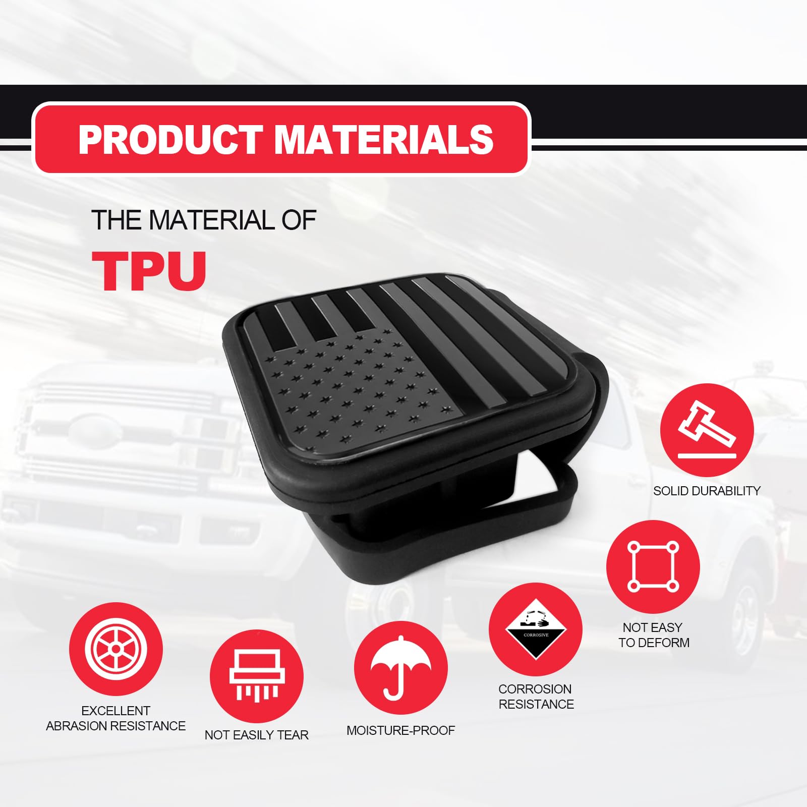 Trailer Hitch Cover, Trailer Hook Dust-Proof Plug, Square Mouth Protection Cover, Tow Hitch Covers Plug Insert Receiver Tube Cover Cap Fit for 2 Inch Hitch Receivers (Black)