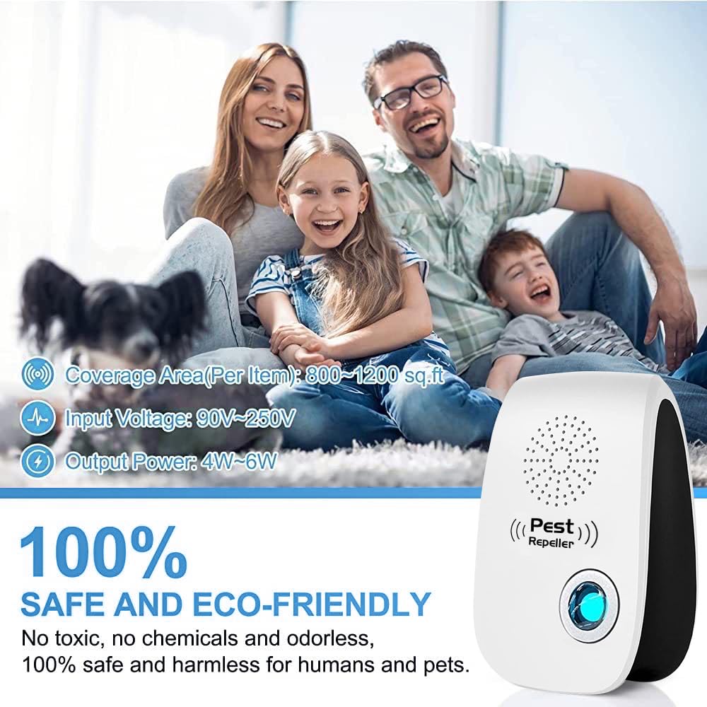 Toyukia 2023 Upgraded Dual Ultrasonic Pest Repeller 6 Pack, Electronic Pest Repellent, Pest Control Plug in for Insects, Roach,Mice,Spider, Mosquito Used for Home,Office etc