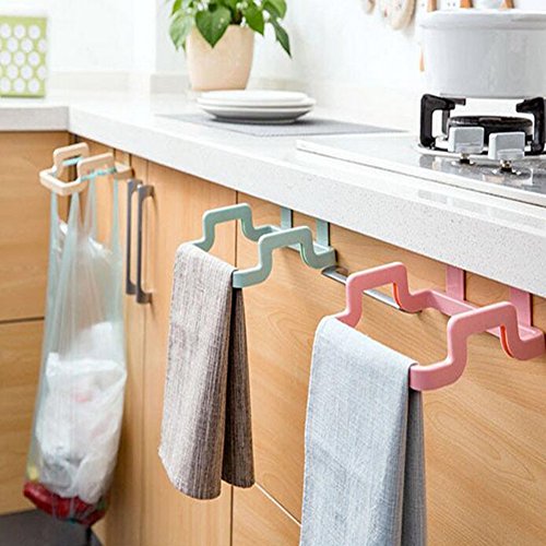 Kitchen Hanging Trash Rubbish Bags Holder Garbage Storage Racks Cupboard Hanger giveyoulucky (Green)