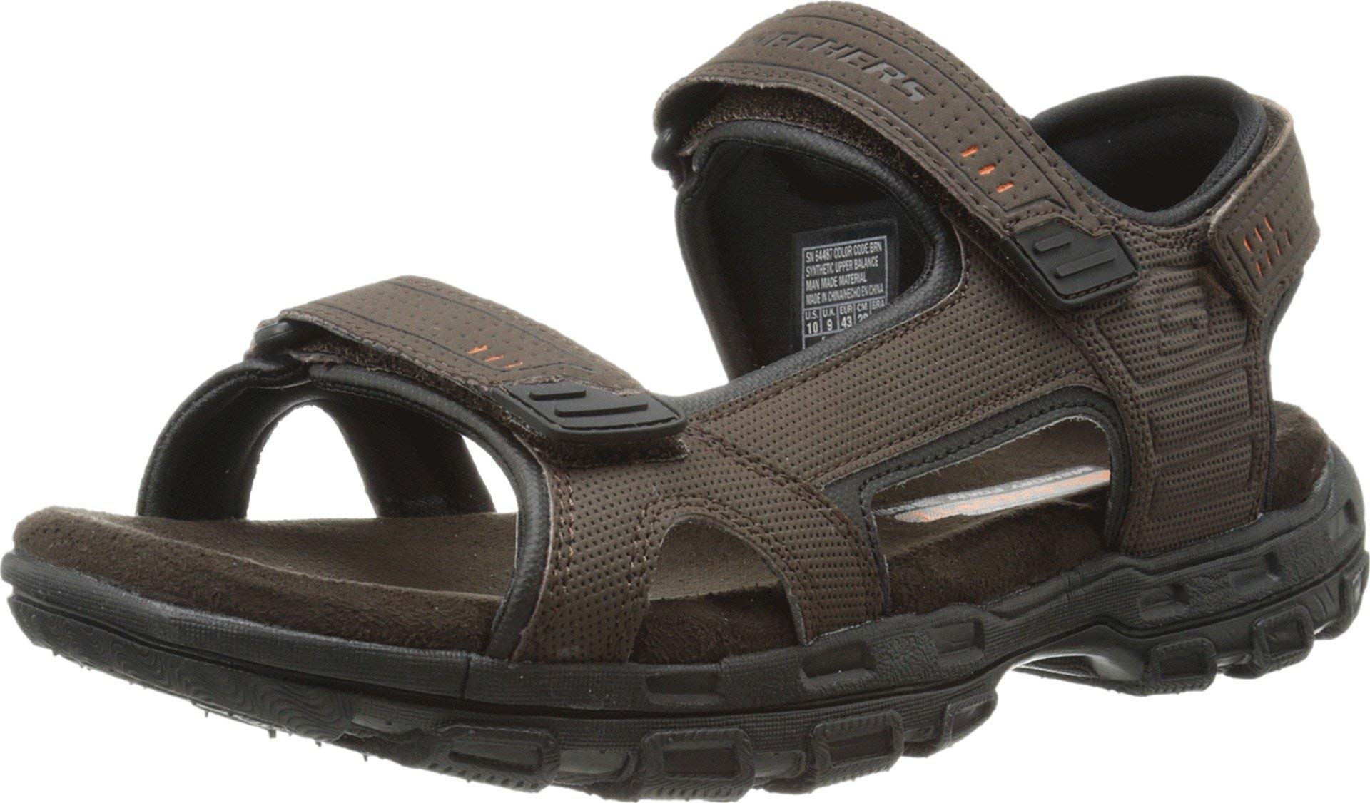 Skechers Men's Garver-Louden 64487 Open Toe Sandal W/Strap Closure, Brown, 8 M US