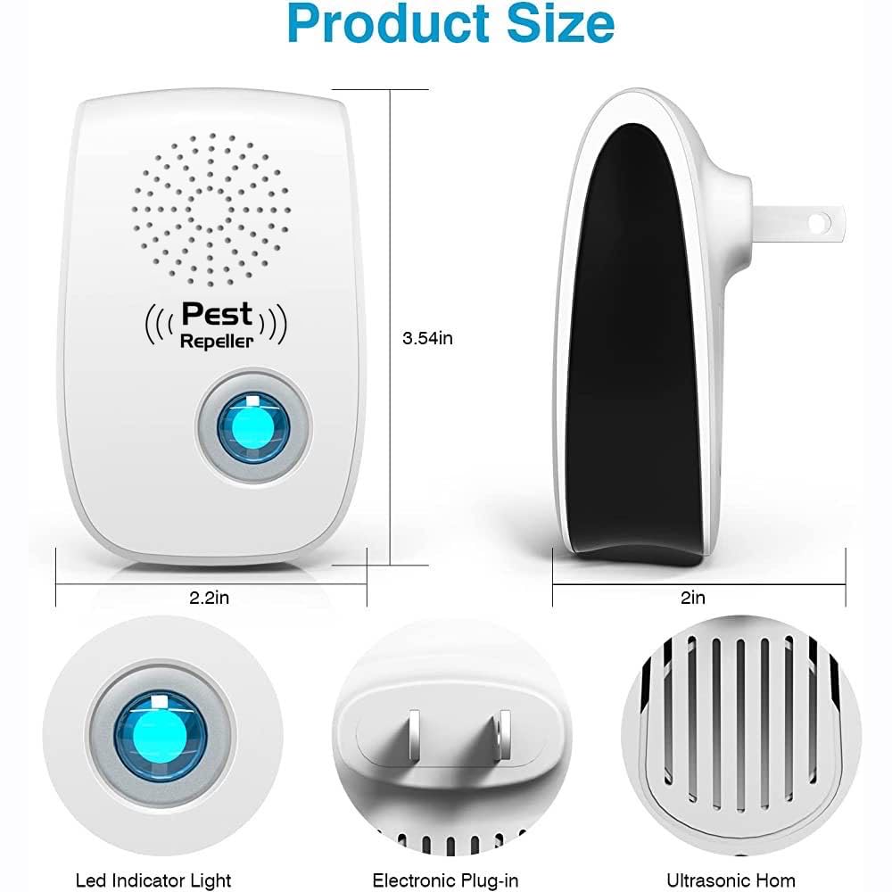 Toyukia 2023 Upgraded Dual Ultrasonic Pest Repeller 6 Pack, Electronic Pest Repellent, Pest Control Plug in for Insects, Roach,Mice,Spider, Mosquito Used for Home,Office etc