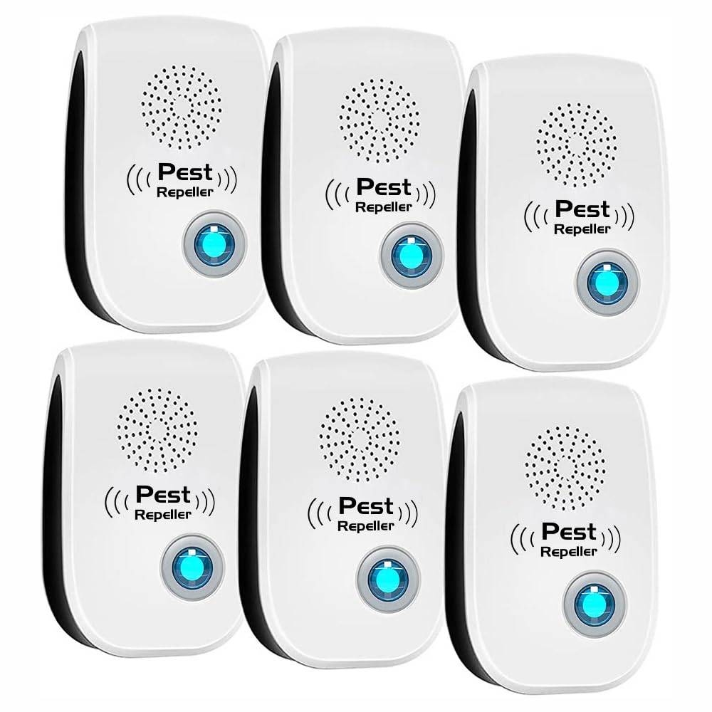 Toyukia 2023 Upgraded Dual Ultrasonic Pest Repeller 6 Pack, Electronic Pest Repellent, Pest Control Plug in for Insects, Roach,Mice,Spider, Mosquito Used for Home,Office etc