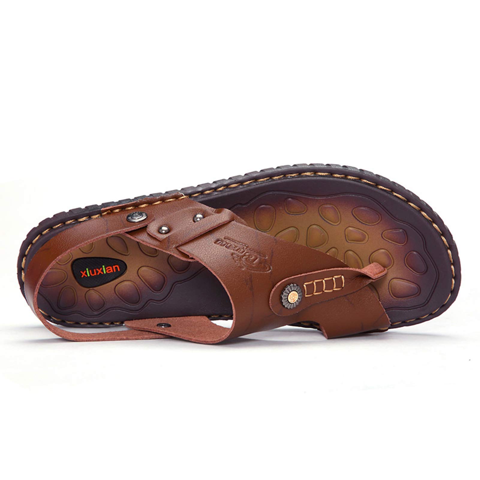 OHCHSH Flip Flops Mens Sandals Toe Ring Style Flat Sandals Shoes Microfiber Leather US 9.5