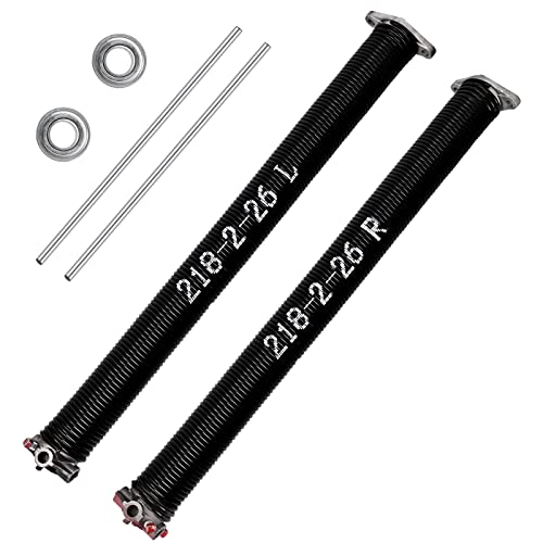 Lifancy Garage Door Torsion Springs Pair of .218 x 2" x 26" with 2 Non-Slip Winding Bars, 2 Replacement Bearings, Minimum of 10,000 Cycles