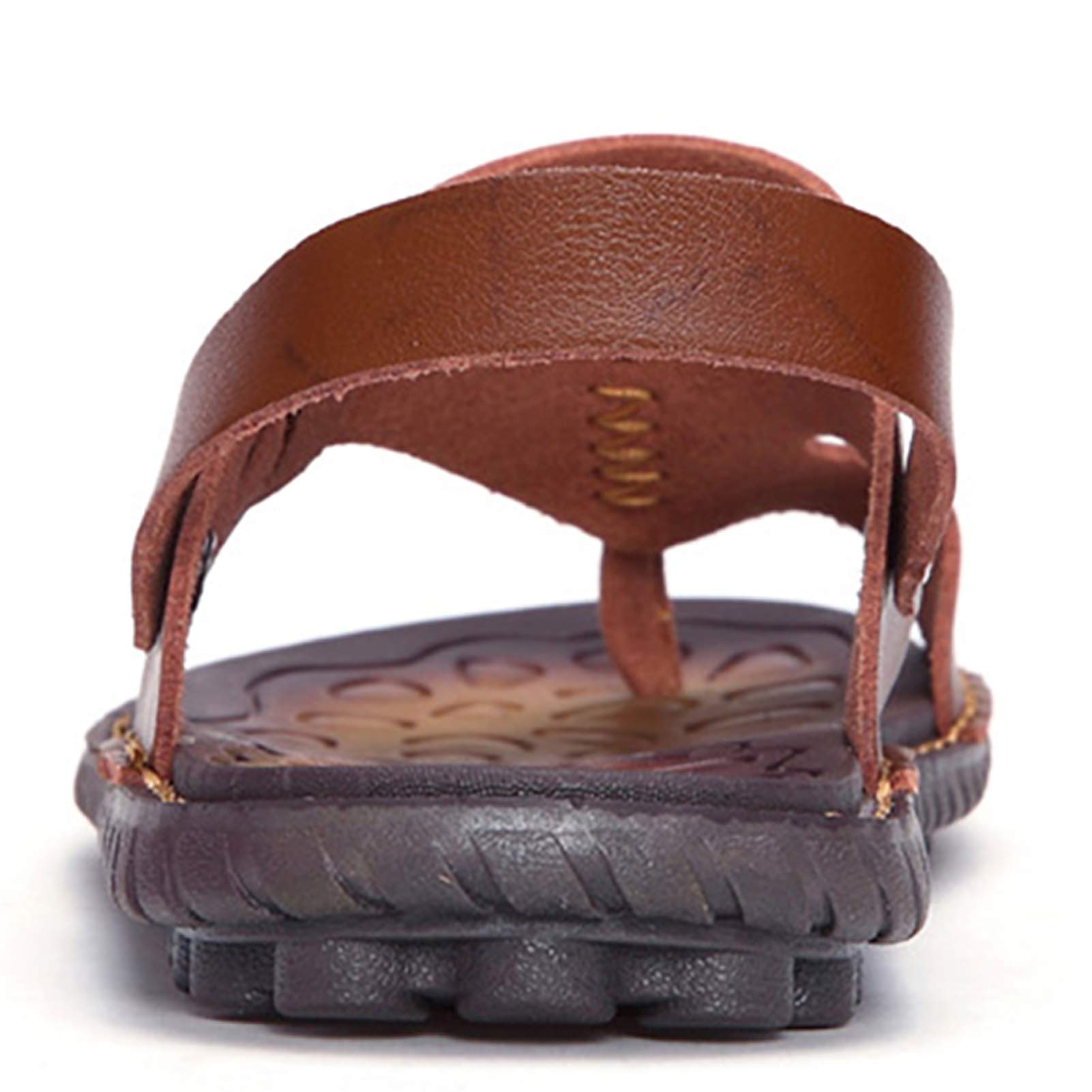 OHCHSH Flip Flops Mens Sandals Toe Ring Style Flat Sandals Shoes Microfiber Leather US 9.5