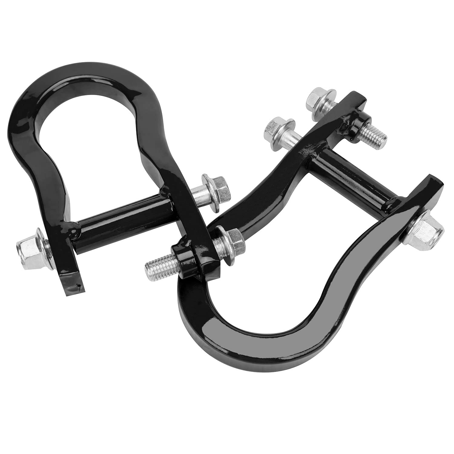Chunle Front Recovery Tow Hooks Shackles Replacement for 2007-2018 Chevrolet Silverado GMC Sierra 1500, 2019 Chevy LD & Limited, Pair of Towing Hook Shackle Replaces# 84072463 (Black)