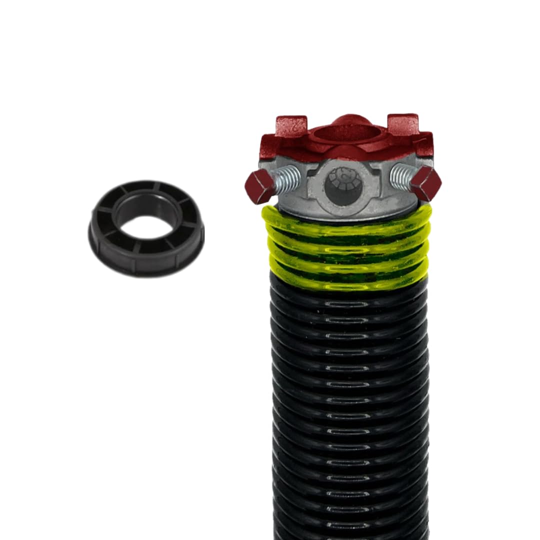 Alcan Garage Door Torsion Spring (0.207'' Wire x 2'' D x 25'' L) with 1'' Nylon Bushing | Right Hand Wound Replacement (Left Side), Yellow