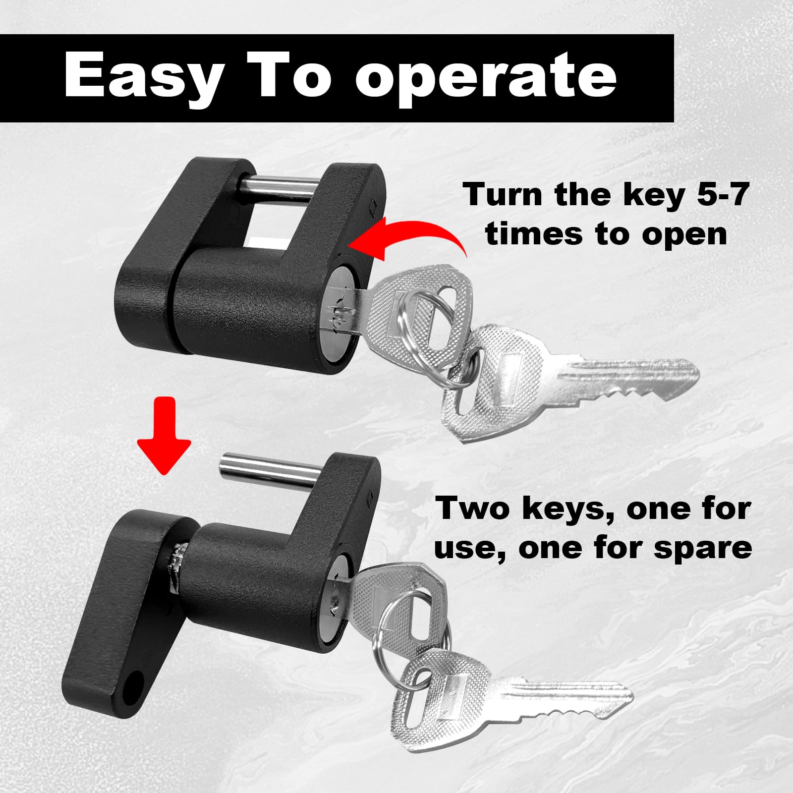 Black Trailer Hitch Coupler Lock Trailer Hitch Lock Tow Boat RV Truck Car's Coupler Heavy Duty Steel Trailer Tongue Locks(1pack)