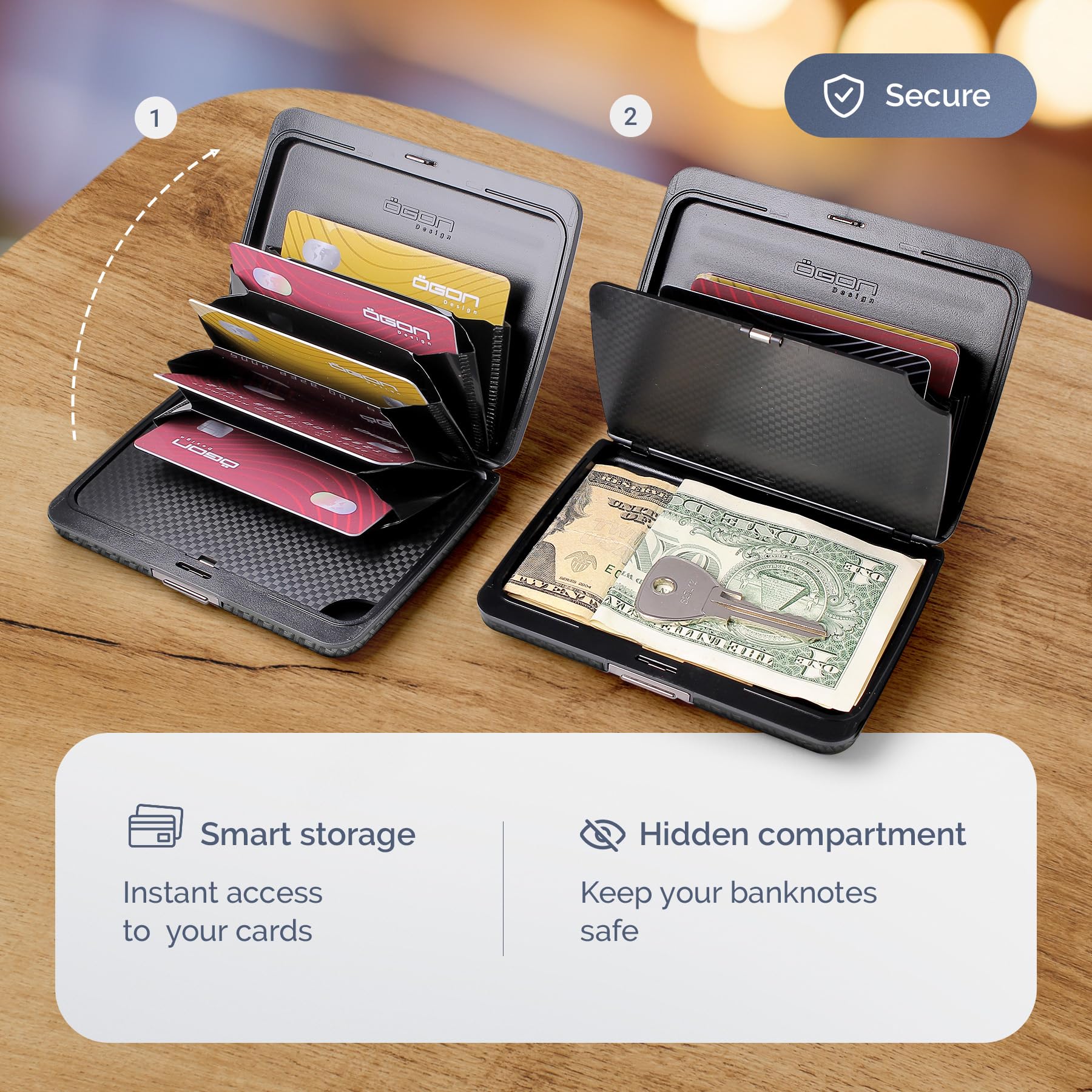 ÖGON -DESIGNS- Aluminum wallet, Large capacity with metal lock, RFID Protection against fraud and demagnetization, Smart Case OSLO Large model
