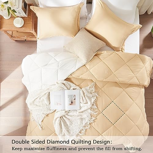 NexHome Twin Comforter Set - Khaki Comforter Twin Size Bedding Set - Soft Down Alternative Comforter Bed Set All Seasons 2 Pieces for Kids Boys Girls- 1 Comforter (68"x88") + 1 Pillow Sham (20"x26")