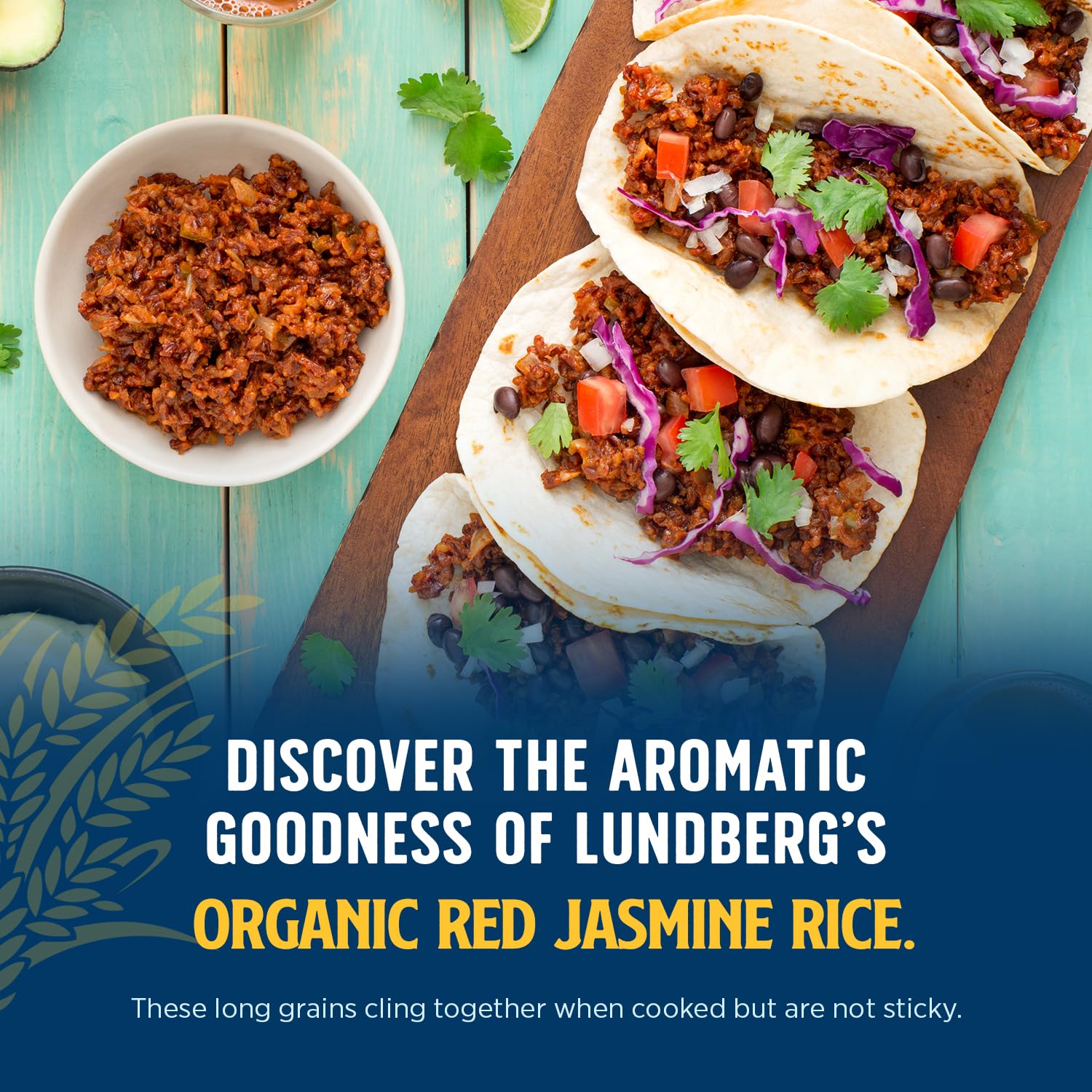 Lundberg Organic Red Jasmine Rice, Long Grain Red Rice - Non-Sticky, Fluffy Aromatic Rice, Organically Grown in California, Pantry Staples, 16 Oz