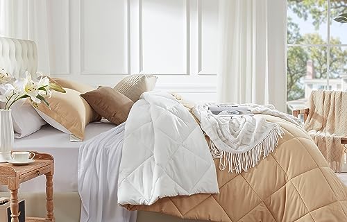 NexHome Twin Comforter Set - Khaki Comforter Twin Size Bedding Set - Soft Down Alternative Comforter Bed Set All Seasons 2 Pieces for Kids Boys Girls- 1 Comforter (68"x88") + 1 Pillow Sham (20"x26")