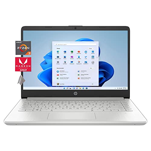 HP 2022 Newest 14 inch FHD Display Laptop, AMD Ryzen 3 3250U (Beat i5 7200U), 12GB RAM, 256GB SSD, AMD Radeon Graphics, WiFi 6, Bluetooth, Windows 11 Home, Bundle with JAWFOAL
