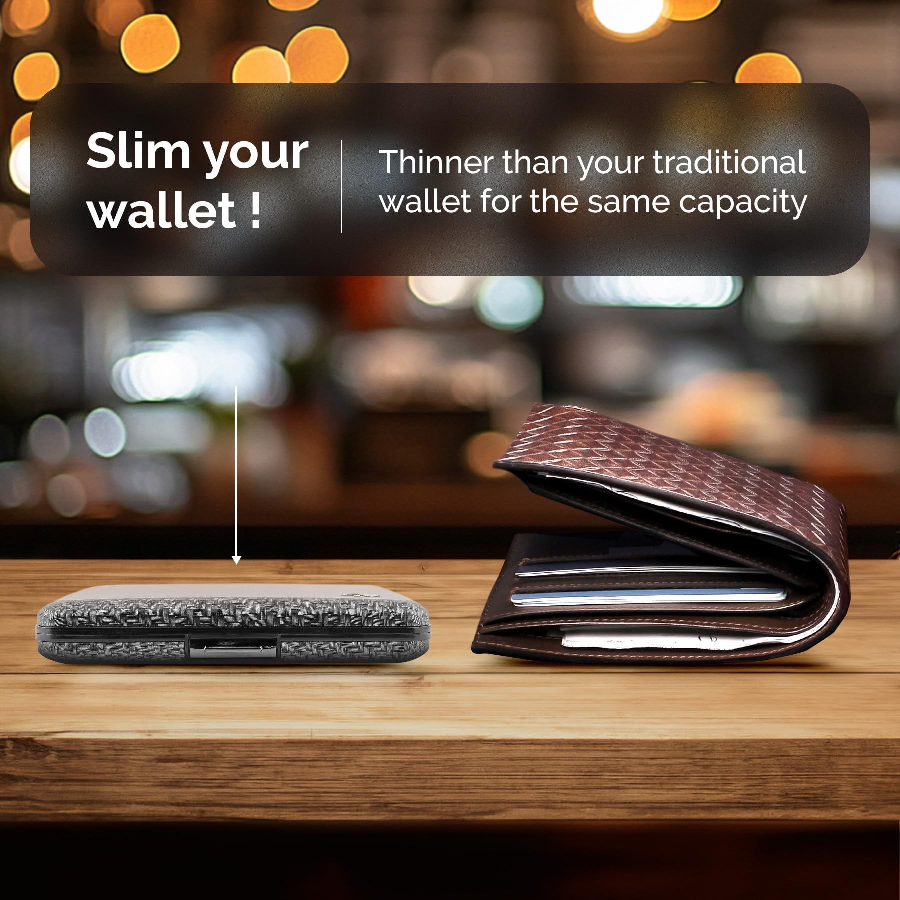 ÖGON -DESIGNS- Aluminum wallet, Large capacity with metal lock, RFID Protection against fraud and demagnetization, Smart Case OSLO Large model