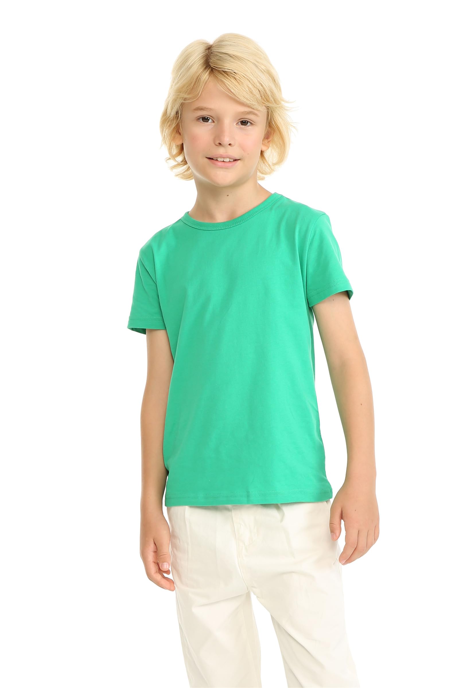 Mud Kingdom Big Boys T-Shirt Short Sleeve Summer Holiday Plain Green Size 10-12 Soft