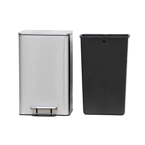 King’s Rack 8 Gallon / 30 Liter Brushed Stainless Steel Step-on Trash Can Fingerprint Resistance with Removable Bucket Fits in Kitchen, Bedroom & Office