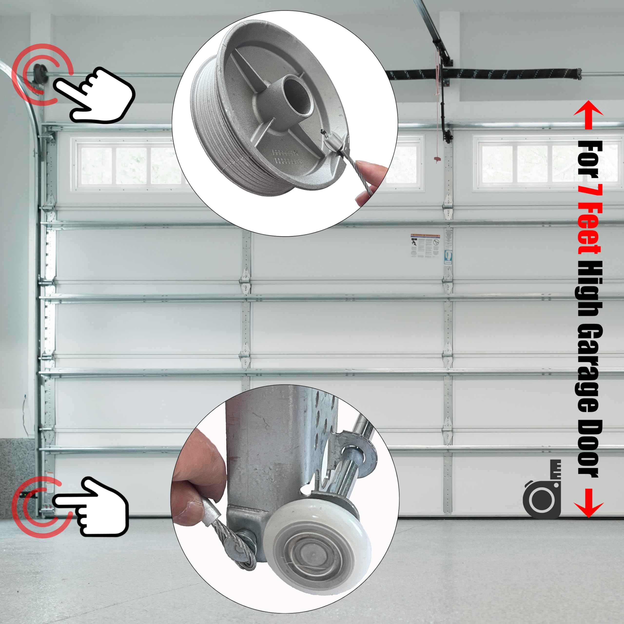 Blesseras 2-Pack Garage Door Winding Bars & 2-Pack 8.5' Cable for 7 Feet Garage Door