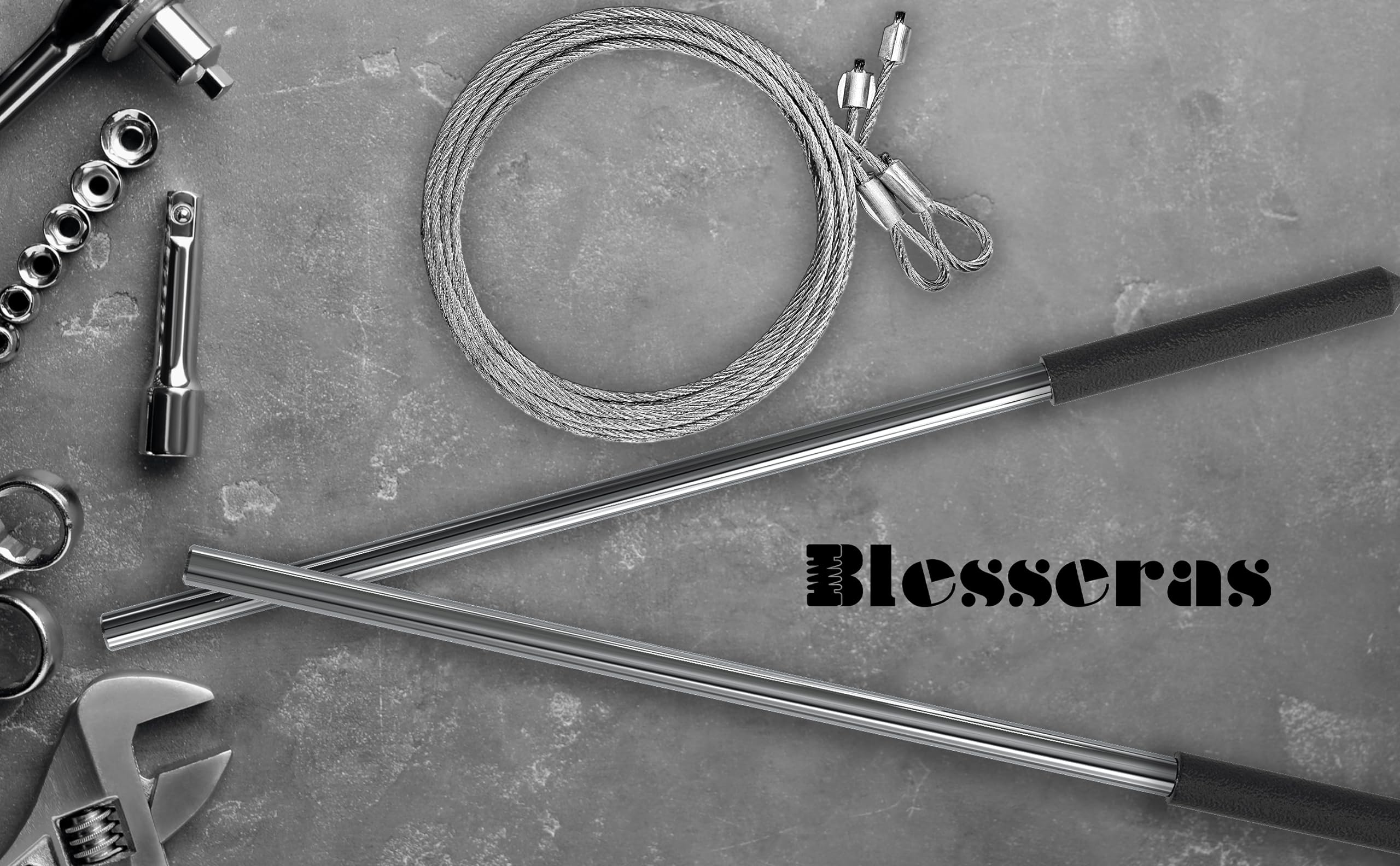 Blesseras 2-Pack Garage Door Winding Bars & 2-Pack 8.5' Cable for 7 Feet Garage Door
