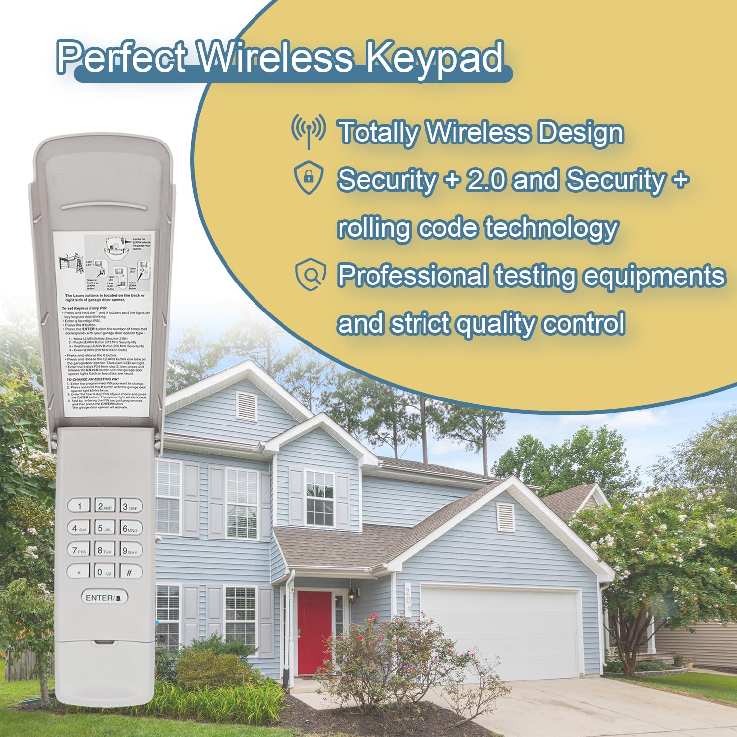 ATEEfaee G940EV-P2 Universal Garage Door Keypad, Replaces 940EV-P2 KLIK2U-P2 940EV Wireless Keyless Keypad for All Chamberlain/Liftmaster Garage Door Openers Produced Since 1993