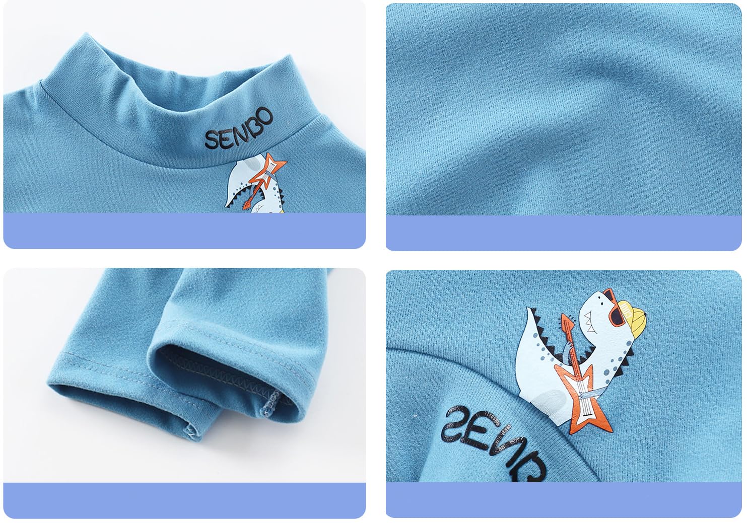 Boys Girls Thermal T-Shirt Half Collar Underwear 2-Pack Basic Soft Tops Unisex Warm Undershirts Tees Black+White 9-10Years