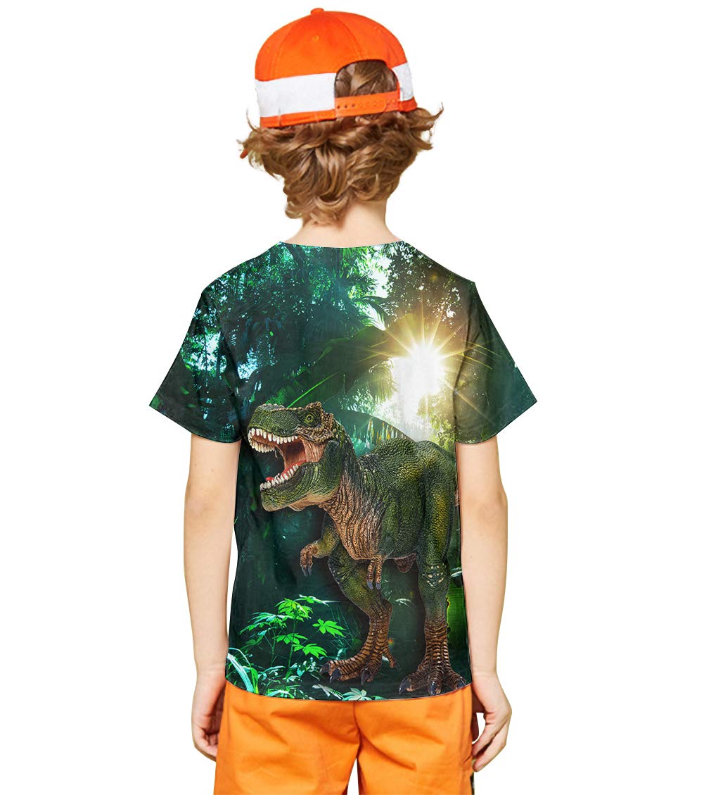 LAIDIPAS Boys Dinosaur Shirts Unisex Cool Graphic Kids T-Shirts 3D Animal Tees for Girls 8-10 Years
