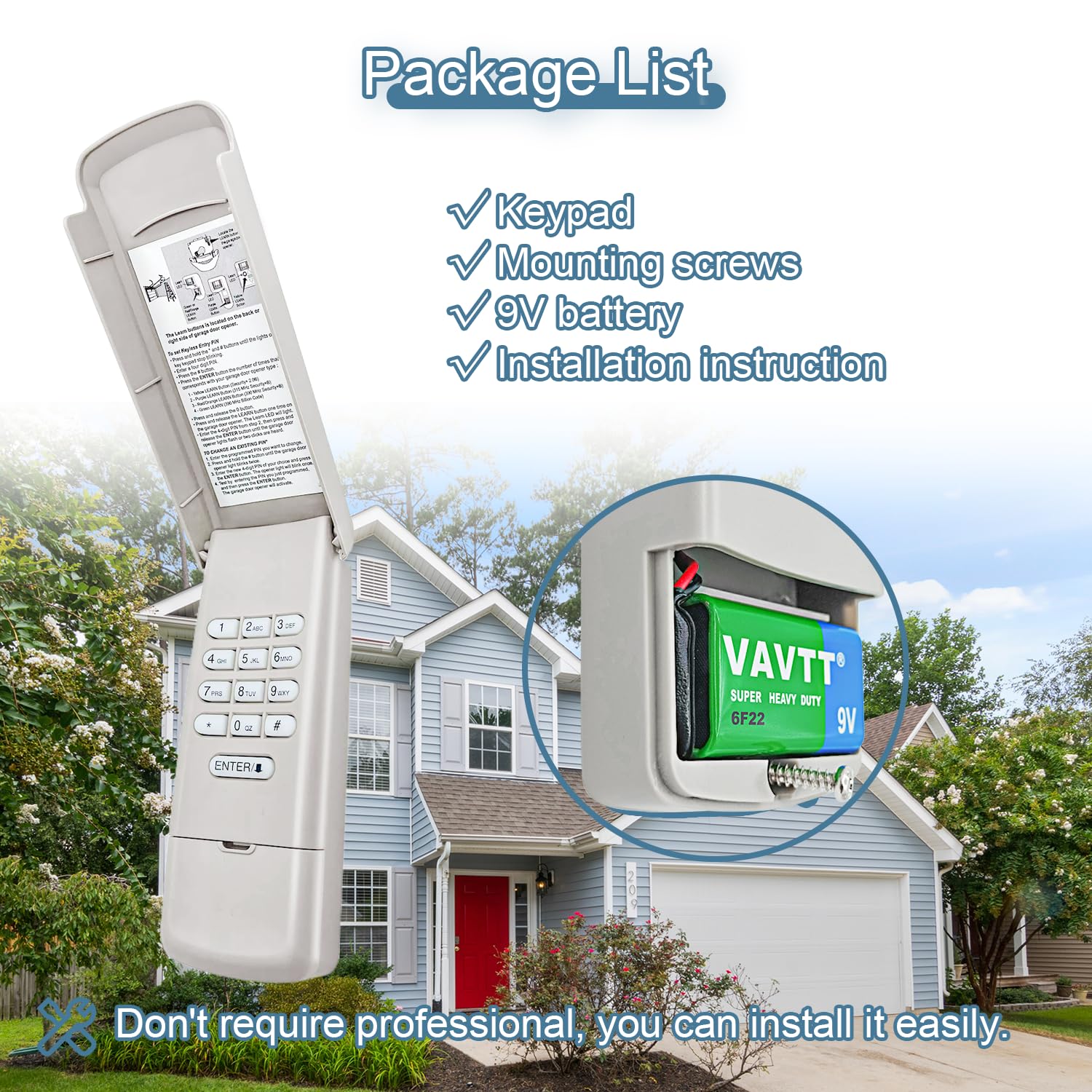 ATEEfaee G940EV-P2 Universal Garage Door Keypad, Replaces 940EV-P2 KLIK2U-P2 940EV Wireless Keyless Keypad for All Chamberlain/Liftmaster Garage Door Openers Produced Since 1993