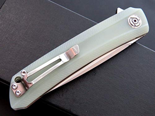 Eafegrow CH3002-G10 Folding Camping Knives 3.7 inch D2 Blade and G10 Handle Pocket Knives Outdoor Hunting Knife Tactical Folding Knives (jade)