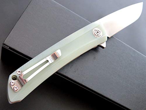 Eafegrow CH3002-G10 Folding Camping Knives 3.7 inch D2 Blade and G10 Handle Pocket Knives Outdoor Hunting Knife Tactical Folding Knives (jade)