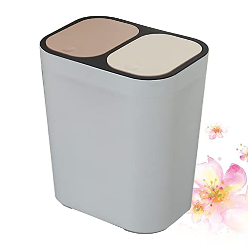 Cabilock Dual Compartment Trash Can with Lid Removable Recycle Bin Classified Garbage Container Waste Can Dustbin Rubbish Box for Kitchen Home Office Business Random Color