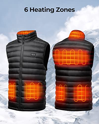 Neberon Heated Vest for Men with Battery Pack Rechargeable, 6 Heating Zones, Double Switches for Hunting Hiking Golf Fishing