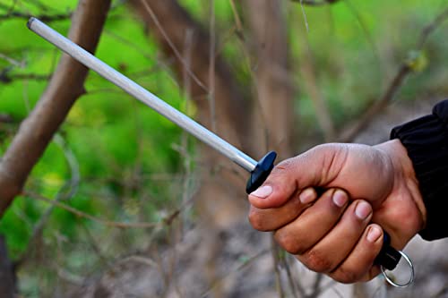 ALZAFASH Handmade Horizontal Carry Knife with Honing Steel , Hunting Knife with Sharpening Steel